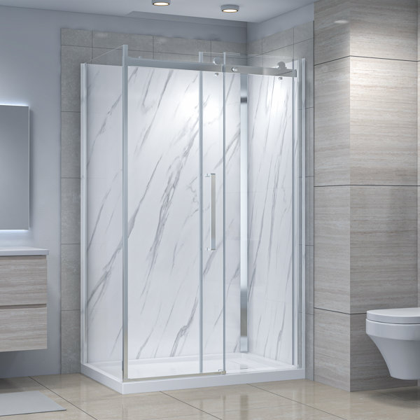 Dreamwerks Bristol 48" W X 32" D X 79.2" H Framed Rectangular Reversible Shower Kit| Wayfair